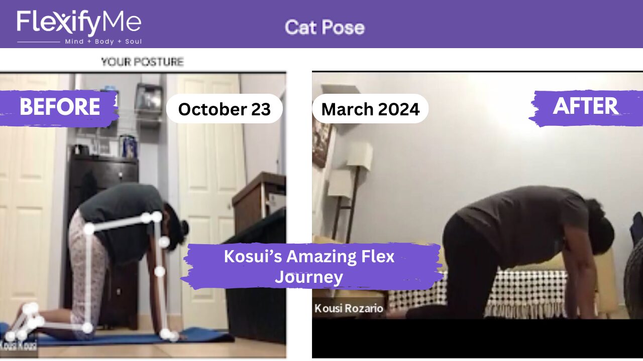 Kousi's Yoga Journey with FlexifyMe: Transform Pain to Power